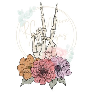 Protect Your Peace Png, Flower Skeleton Png, Peace Sign Skeleton Hand ...
