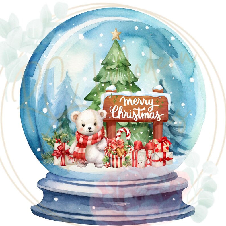 Snow Globe Merry Christmas Digital, Baby Animal Merry Christmas, Merry ...