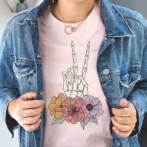 Protect Your Peace Png, Flower Skeleton Png, Peace Sign Skeleton Hand ...