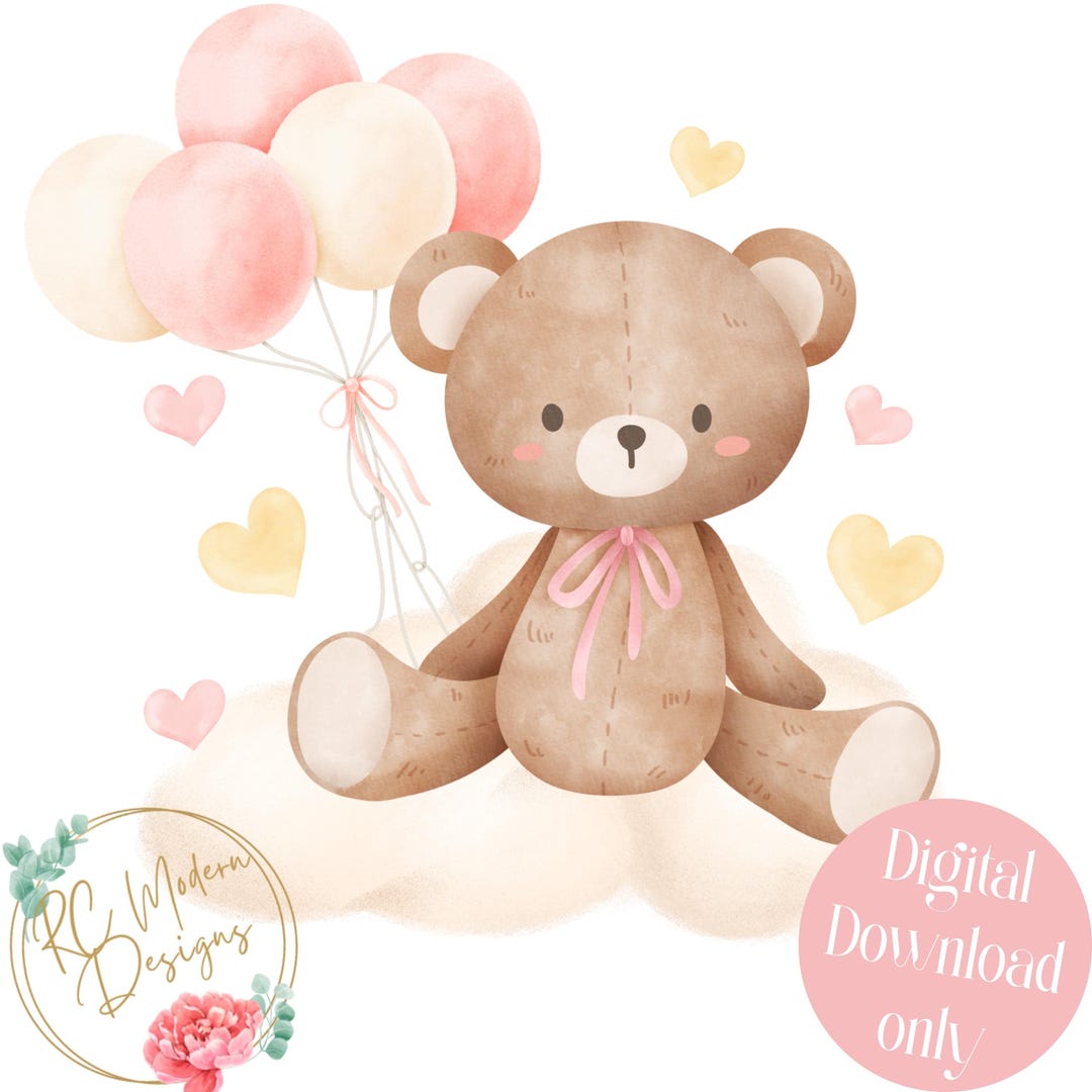 Teddy Bear Baby Clipart, Pink Baby Bear, Teddy Bear Baby Rainbow, Teddy ...