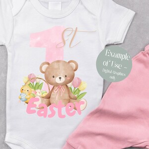 First Easter Teddy PNG, Baby First Easter Sublimation, Girl First ...