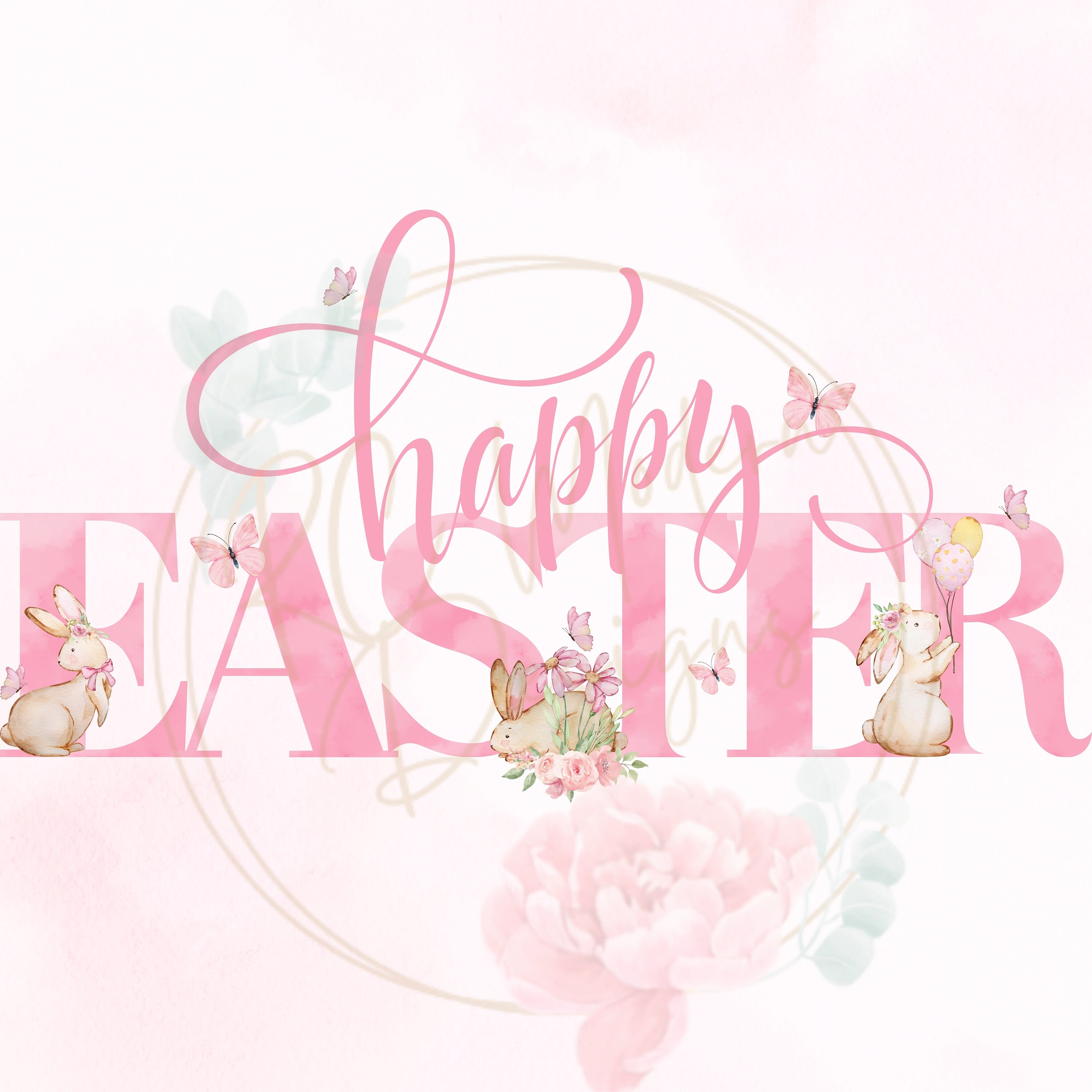 Pink Easter Bunny, Pink First Easter PNG, Baby Bunny Easter, Pink Baby ...