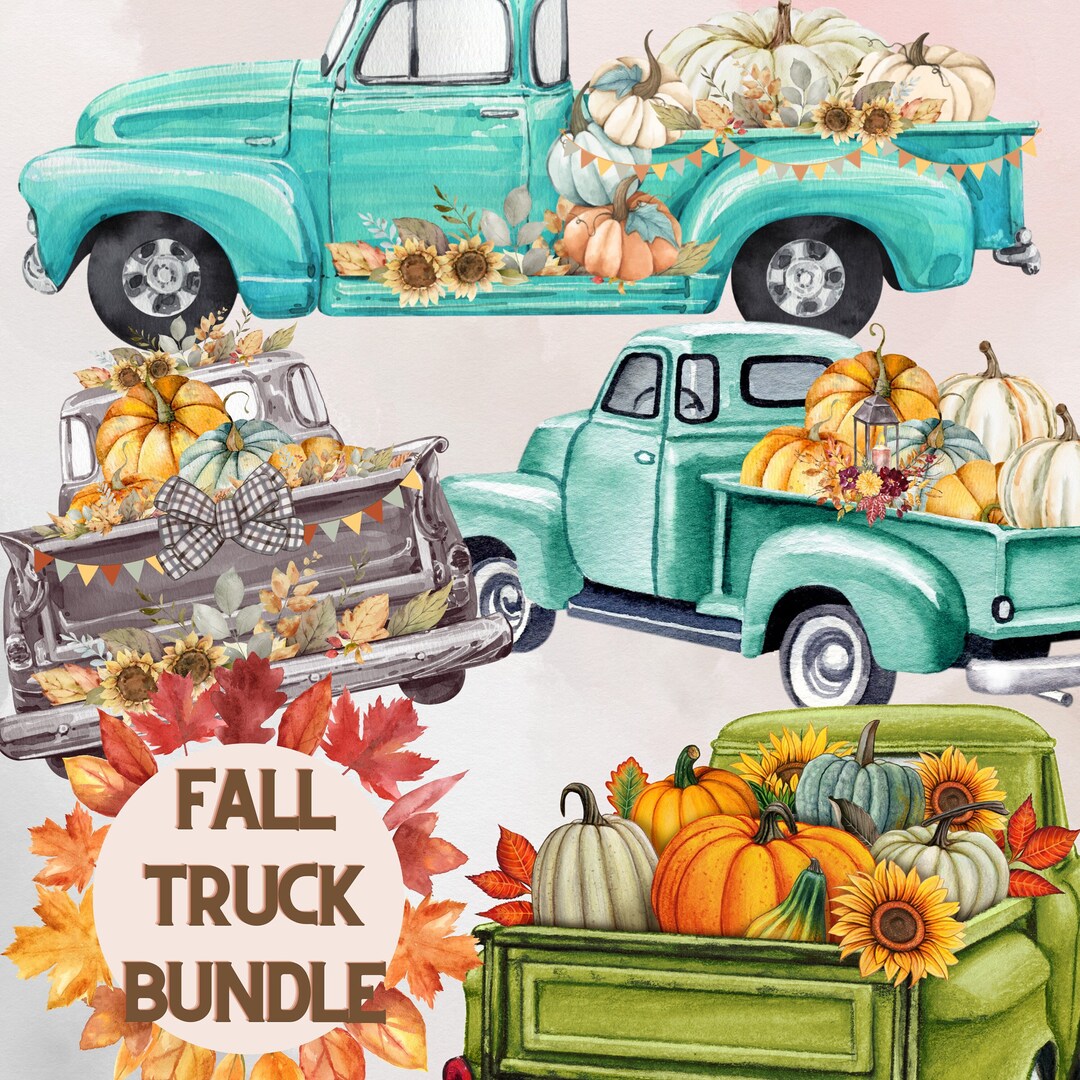Fall Truck PNG, Fall Vintage Trucks, Vintage Fall Pumpkin Truck, Fall ...