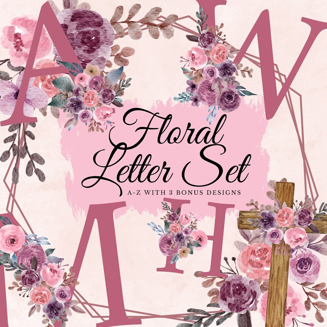 Watercolor Floral Alphabet Clipart Boho Letters Autumn - Etsy