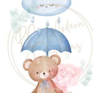 Teddy Bear Baby Shower Baby Shower Bear Clipart Watercolor - Etsy