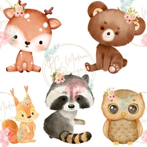 Pink Woodland Baby Animal PNG Set Pink Woodland Baby Shower Pink ...