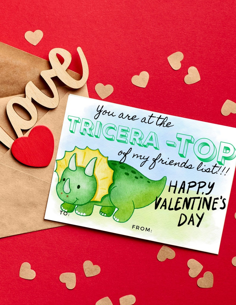 Dinosaur Valentine Card, Dinosaur Valentine, Dinosaur Valentine's Day ...