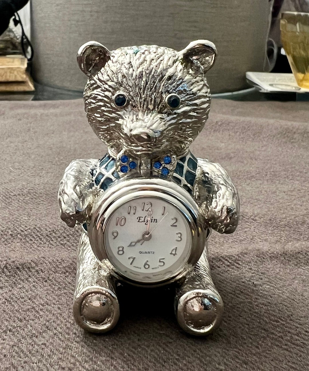 Vintage Elgin Mini Bear Clock Quartz New Battery Original Box and ...