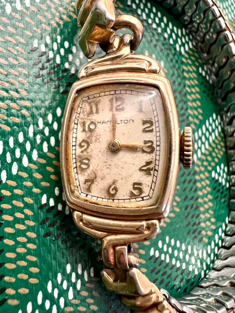 Vintage Ladies Hamilton Tank Watch Estate Sale Acquired Runs Great 10K ...