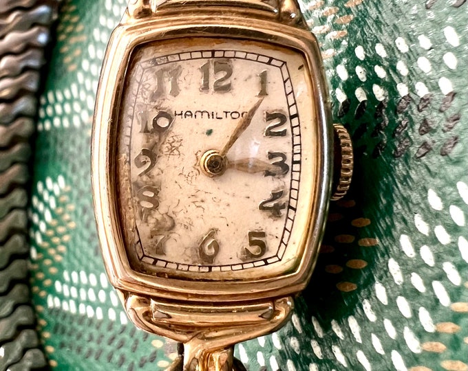 Vintage Ladies Hamilton Tank Watch Estate Sale Acquired Runs Great 10K ...