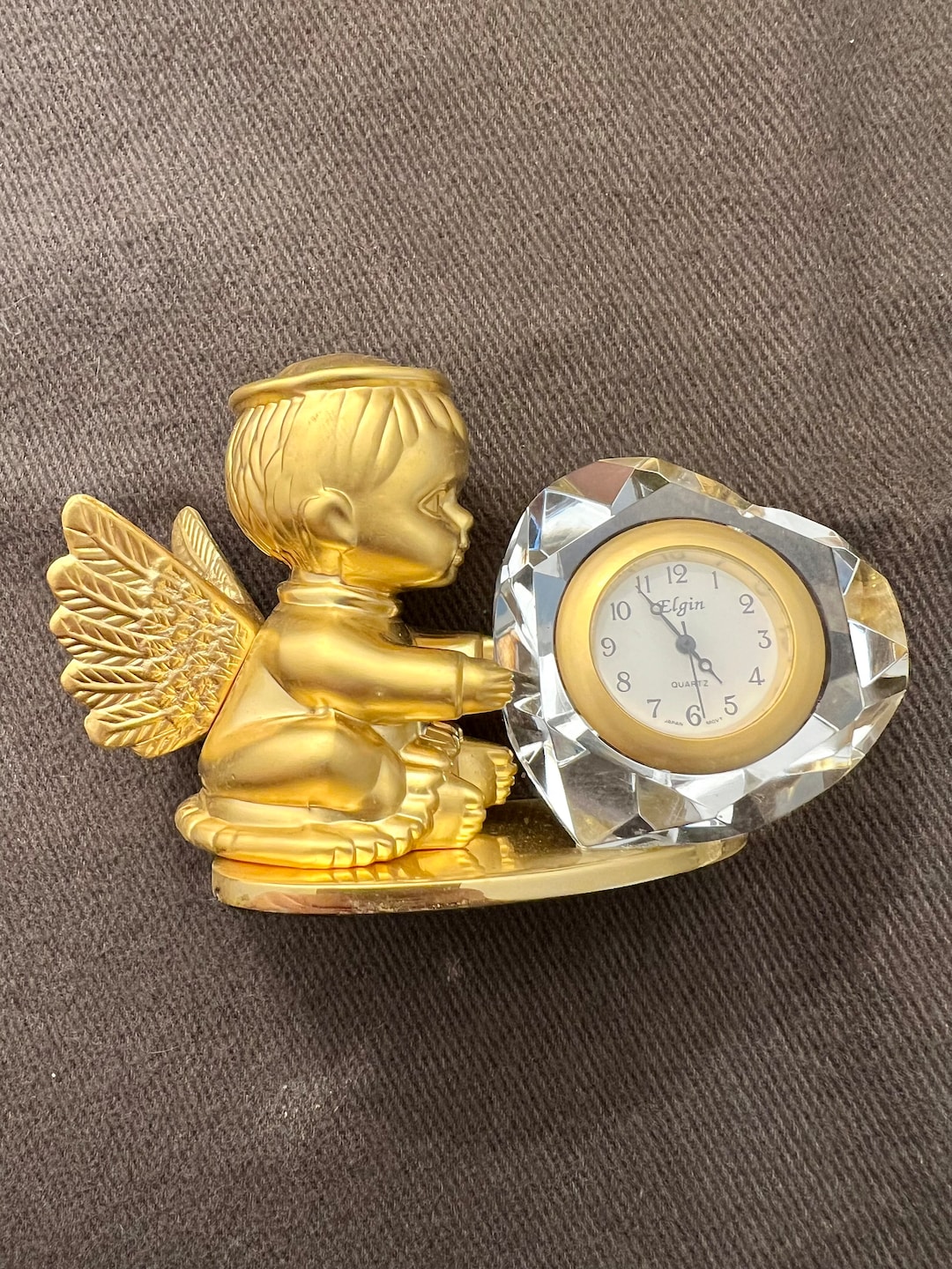 Vintage Elgin Mini Desk Clock Quartz Runs Excellent Original Box and ...