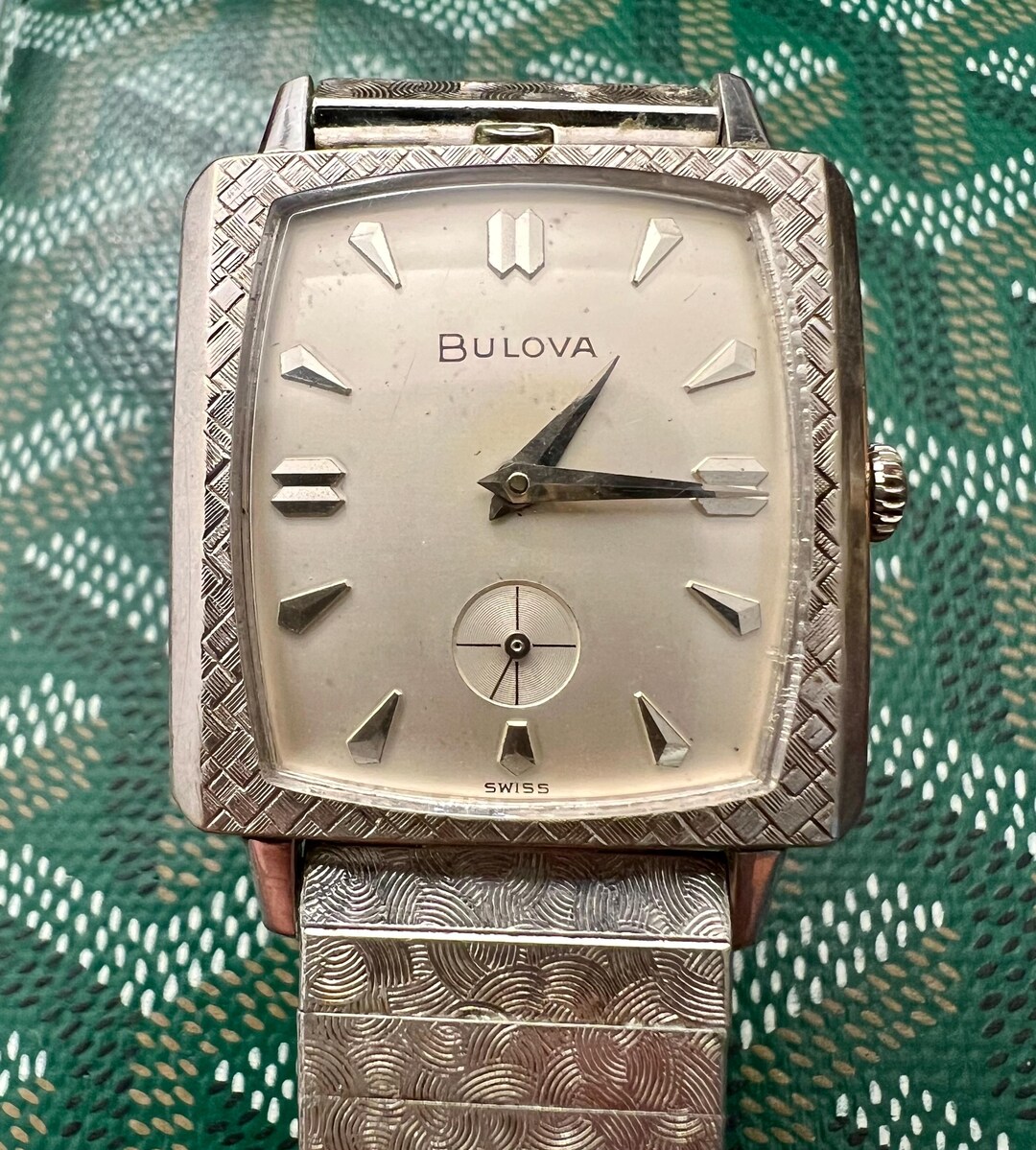 Mens Bulova Watch Tank Swiss Movement White Gold Runs Excellent 1963 - Etsy