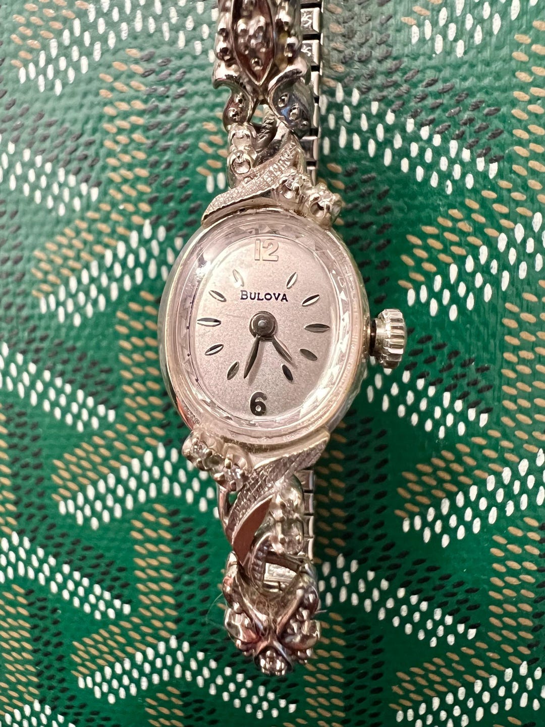 Ladies Bulova Vintage Watch 10K RGP White Gold With Diamonds Works and ...