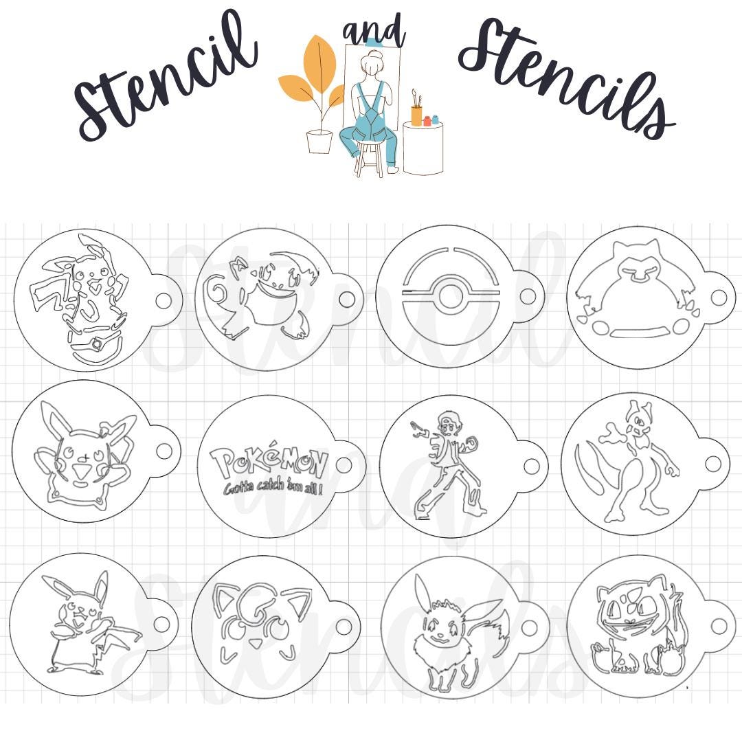 Pokemon Stencil - Bath Bomb Stencil | Cookie Stencil | Airbrush Stencil ...