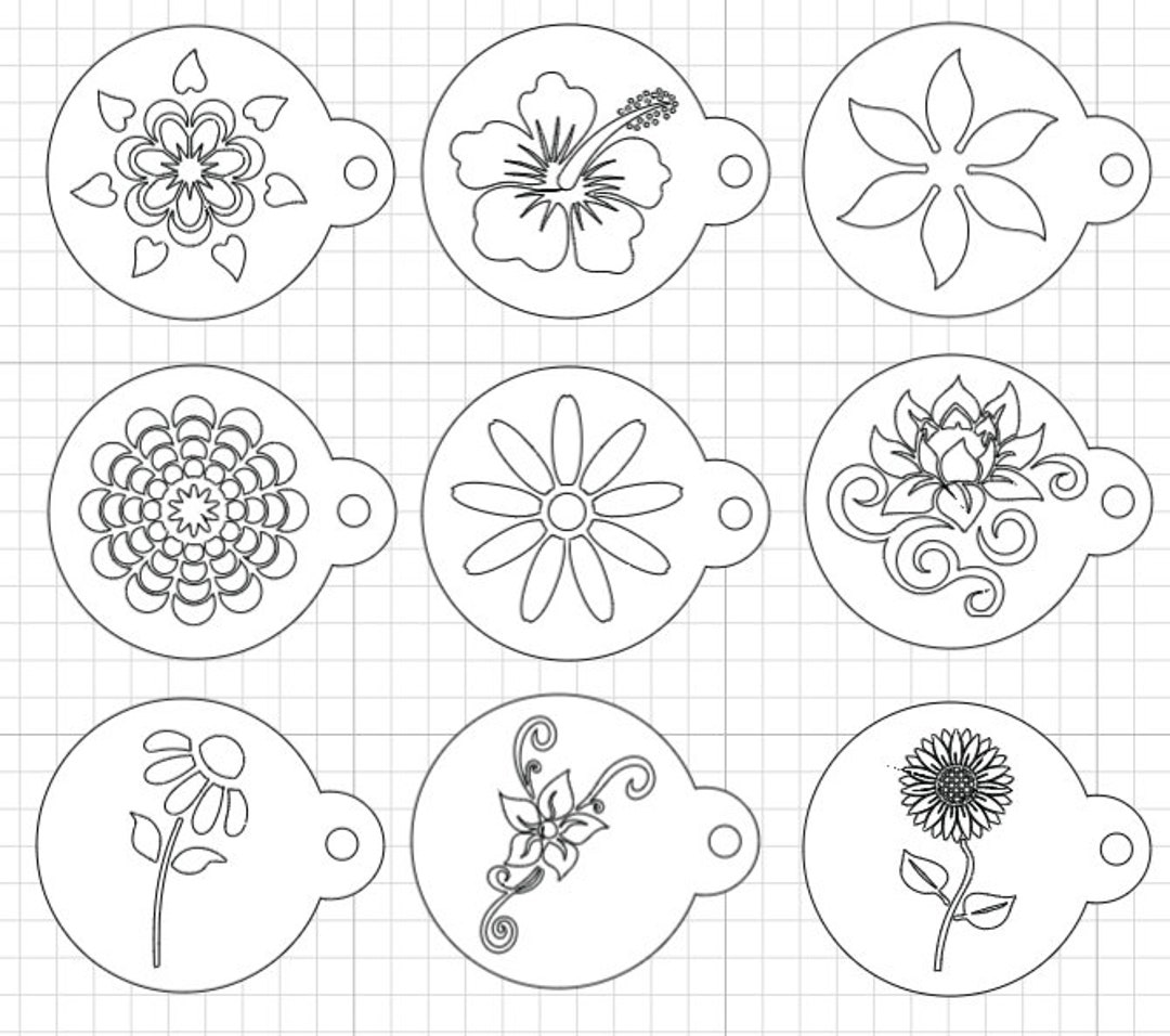 Flowers Stencil Bath Bomb Stencil Cookie Stencil Airbrush Stencil Craft ...