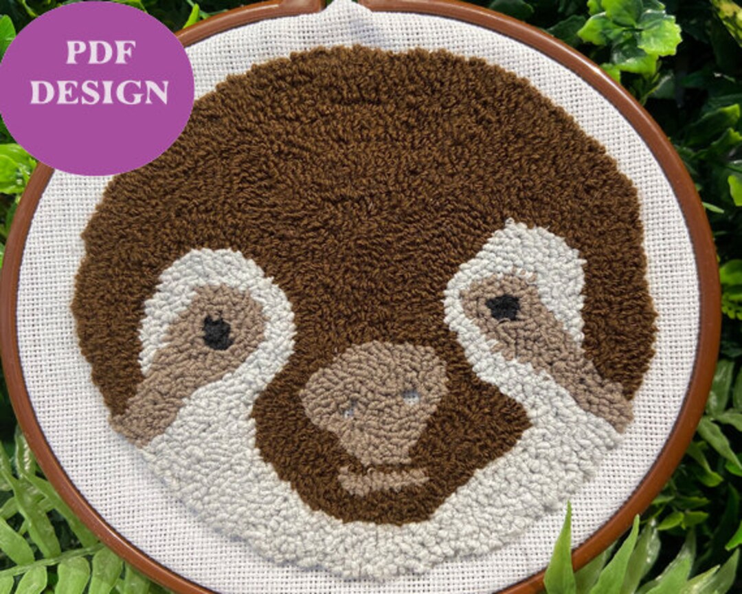 Sloth Punch Needle PDF Easy Sloth Face Punch Needle Punch Needle PDF ...