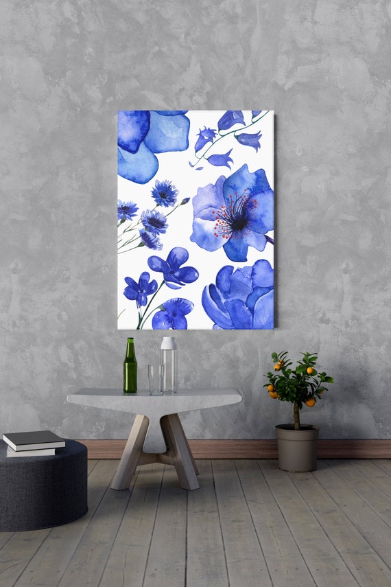 Blue Wildflower Poster Farmhouse Decor Floral Wall Art Gift - Etsy