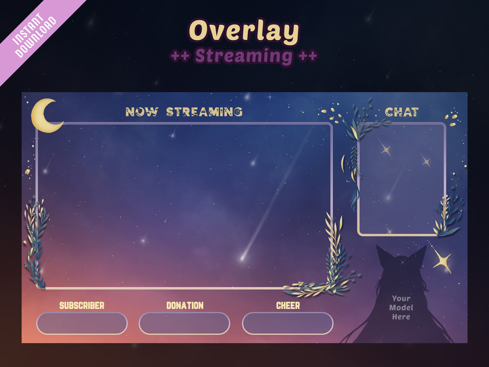 Animated Mystical Night Stream Overlay Package for Twitch / Youtube - Etsy
