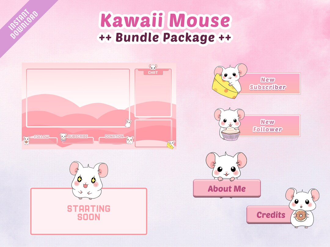 Kawaii Mouse Bundle Stream Overlay for Twitch / Youtube - Etsy