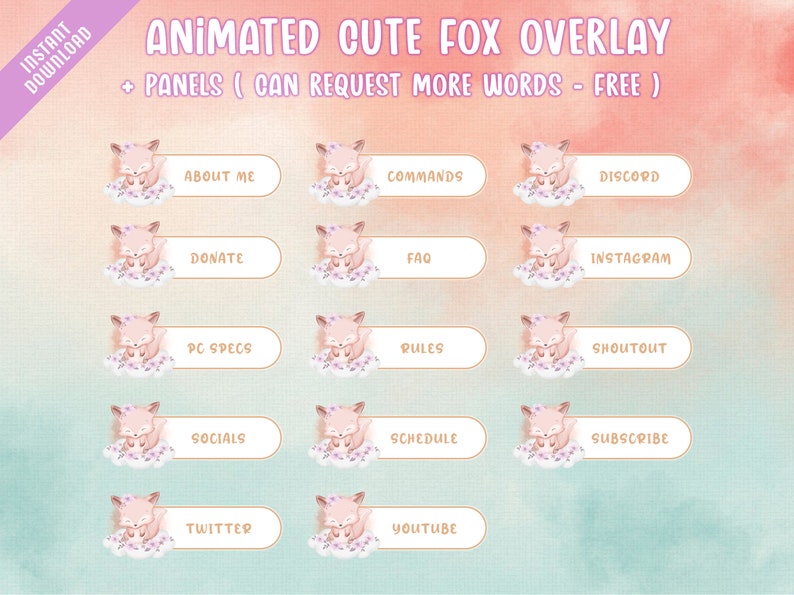 Animated Cute Cloudy Fox Stream Overlay for Twitch / Youtube With ...