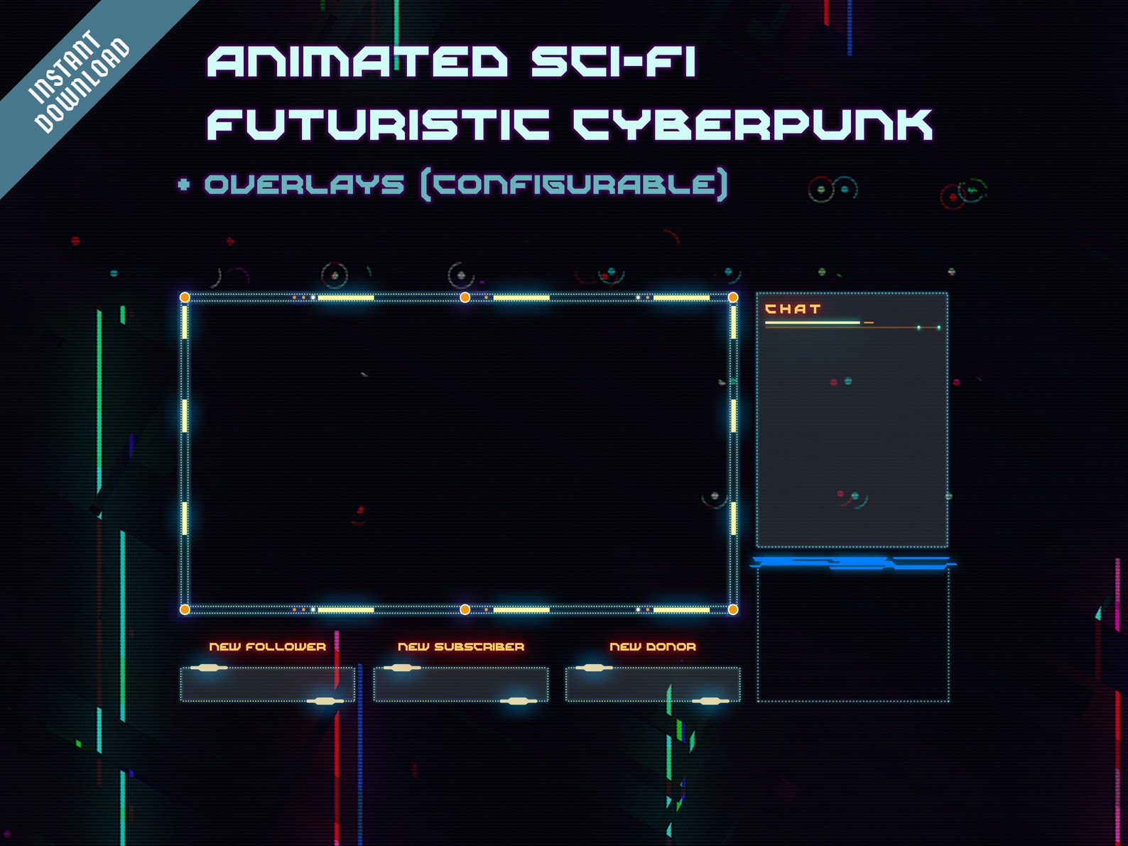Animated Sci-fi Futuristic Cyberpunk Stream Overlay for Twitch ...