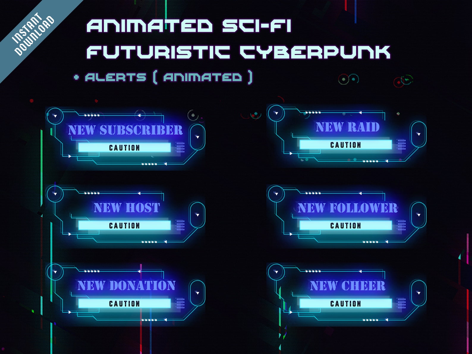 Animated Sci-fi Futuristic Cyberpunk Stream Overlay for Twitch ...
