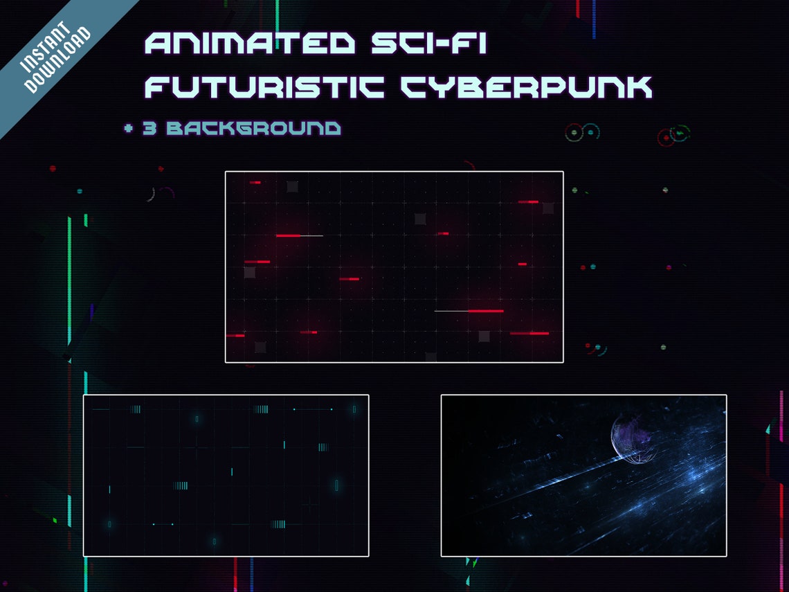 Animated Sci-fi Futuristic Cyberpunk Stream Overlay for Twitch ...