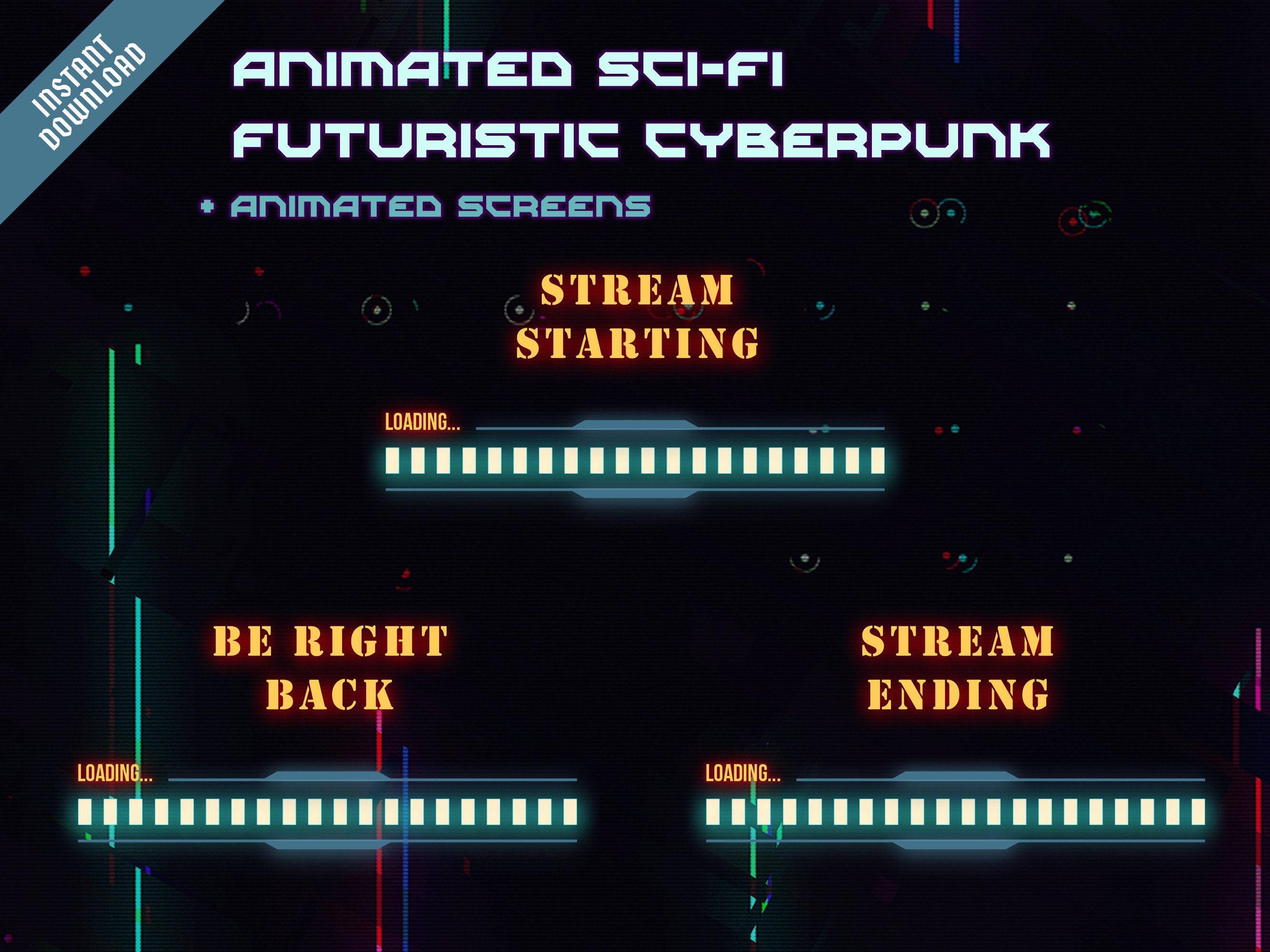 Animated Sci-fi Futuristic Cyberpunk Stream Overlay for Twitch ...