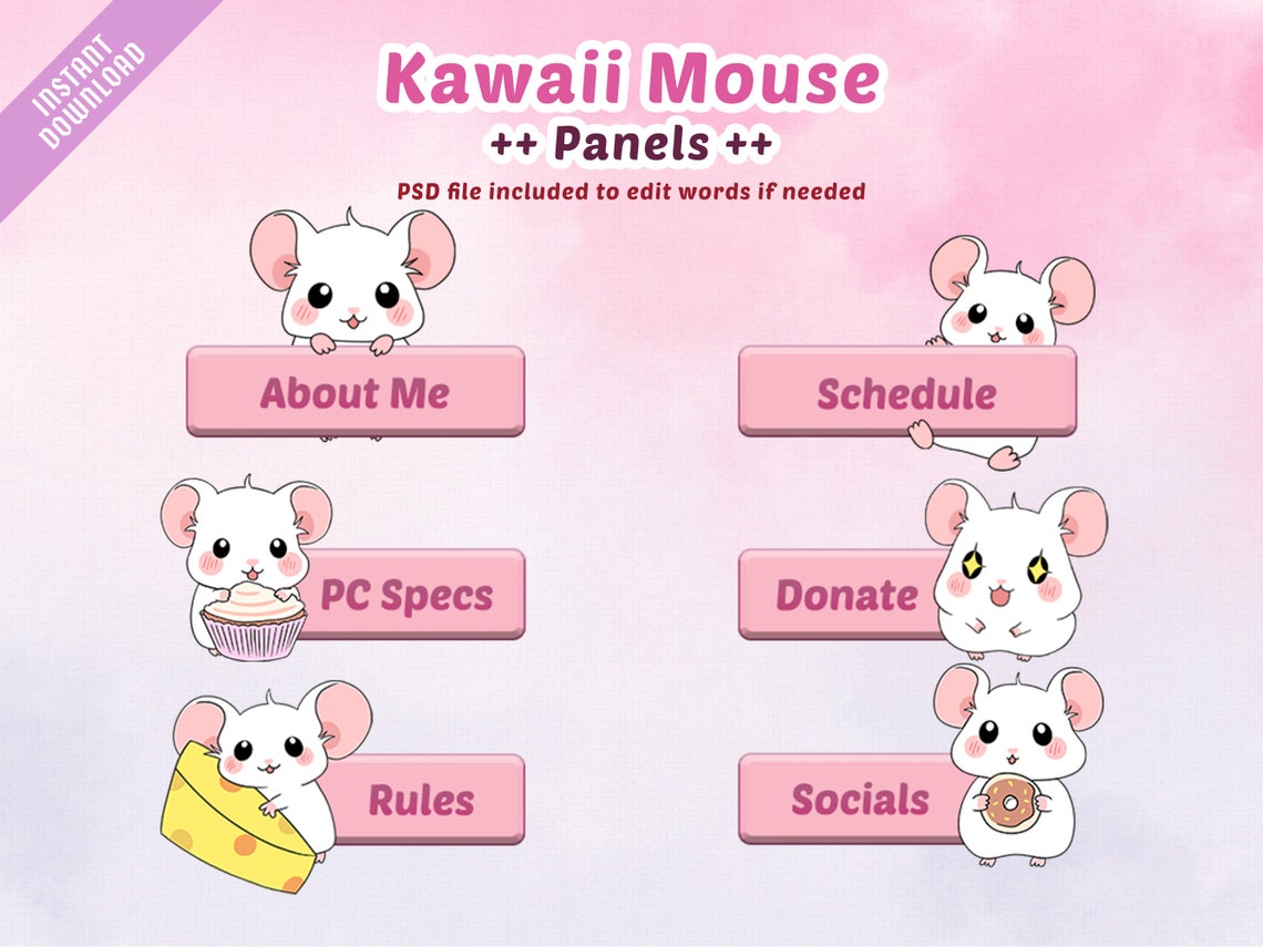Kawaii Mouse Bundle Stream Overlay for Twitch / Youtube - Etsy