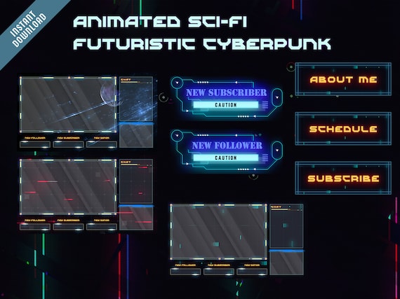 Animated Sci-fi Futuristic Cyberpunk Stream Overlay for Twitch - Etsy