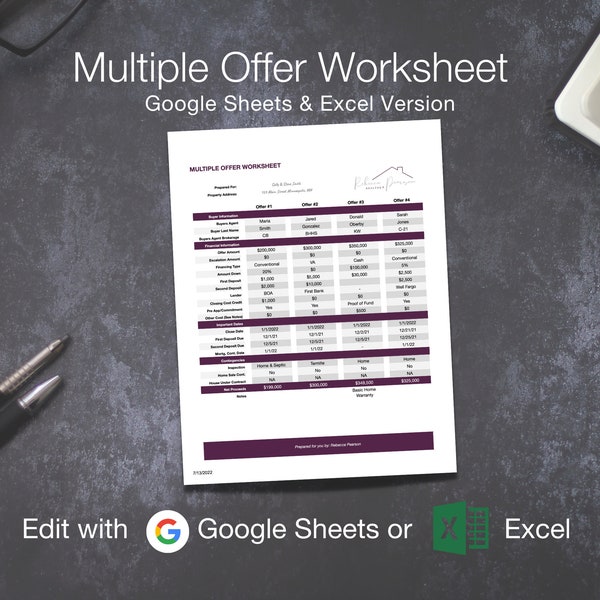 Multiple Offer Sheet - Etsy