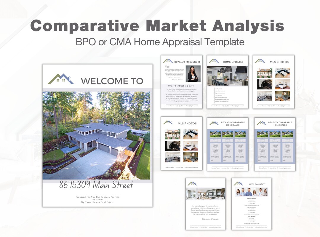 Comparative Market Analysis Template, CMA Packet, BPO, Realtor ...