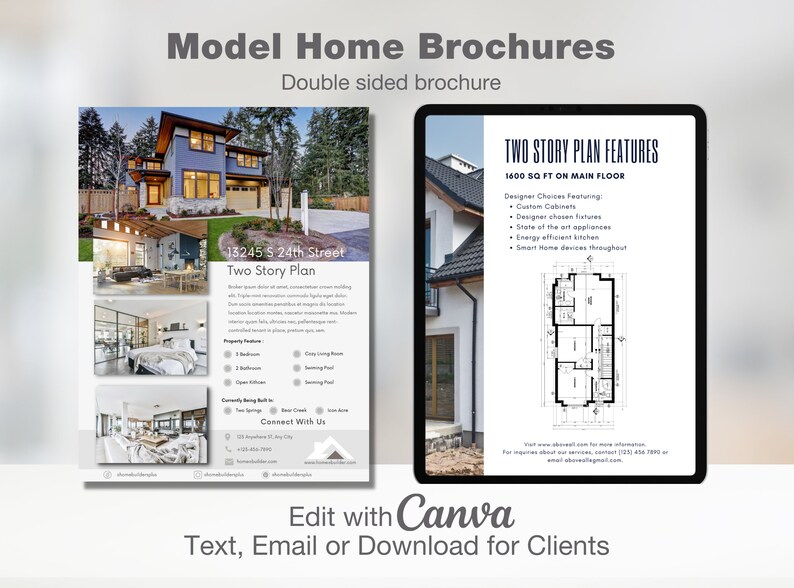 Model Home Brochure Template: New Construction, Floor Plan (canva PDF ...