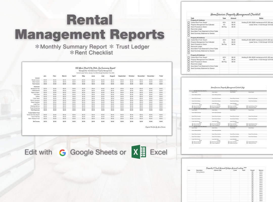 Property Management Template: Rental Summary Report, Trust Ledger (edit ...