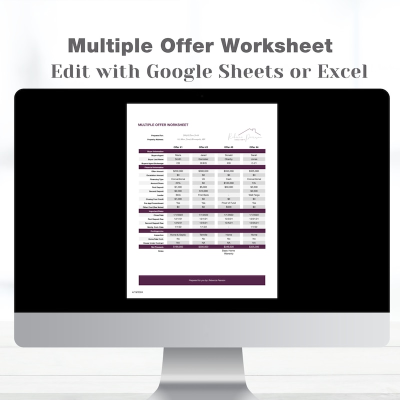 Multiple Offer Sheet - Etsy