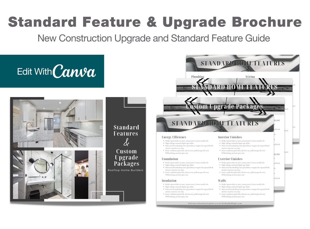 Home Builder Standard Feature Sheet, Custom Builder Upgrades, New ...