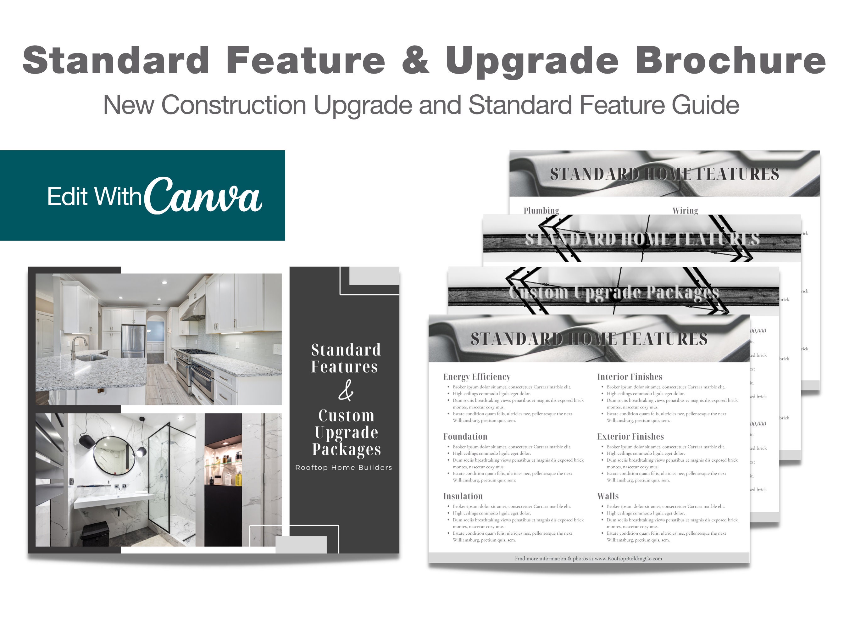 Home Builder Standard Feature Sheet, Custom Builder Upgrades, New ...