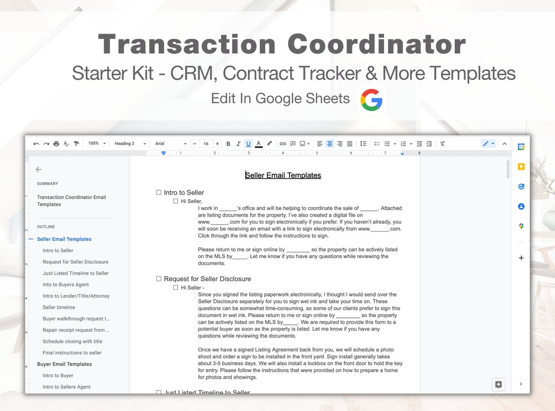Transaction Coordinator Templates New Real Estate Agent - Etsy