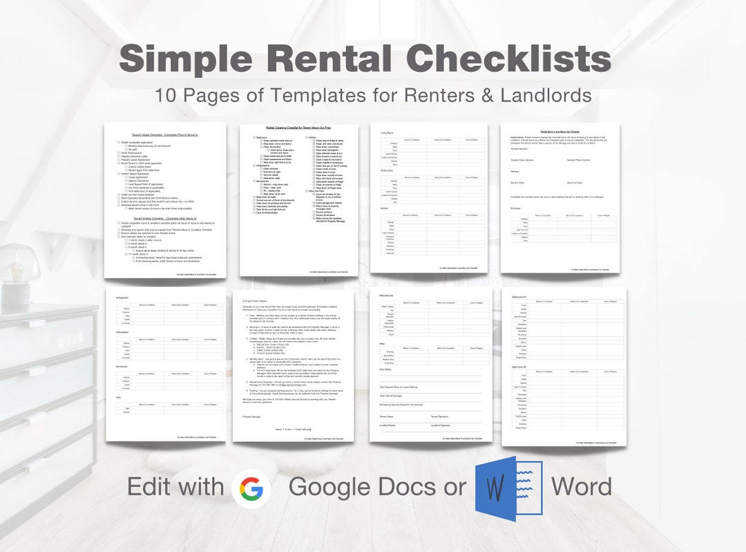 Rental Checklist, Tenant Welcome Letter, Tenant Intake, Landlord ...