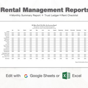Property Management Template: Rental Summary Report, Trust Ledger (edit ...