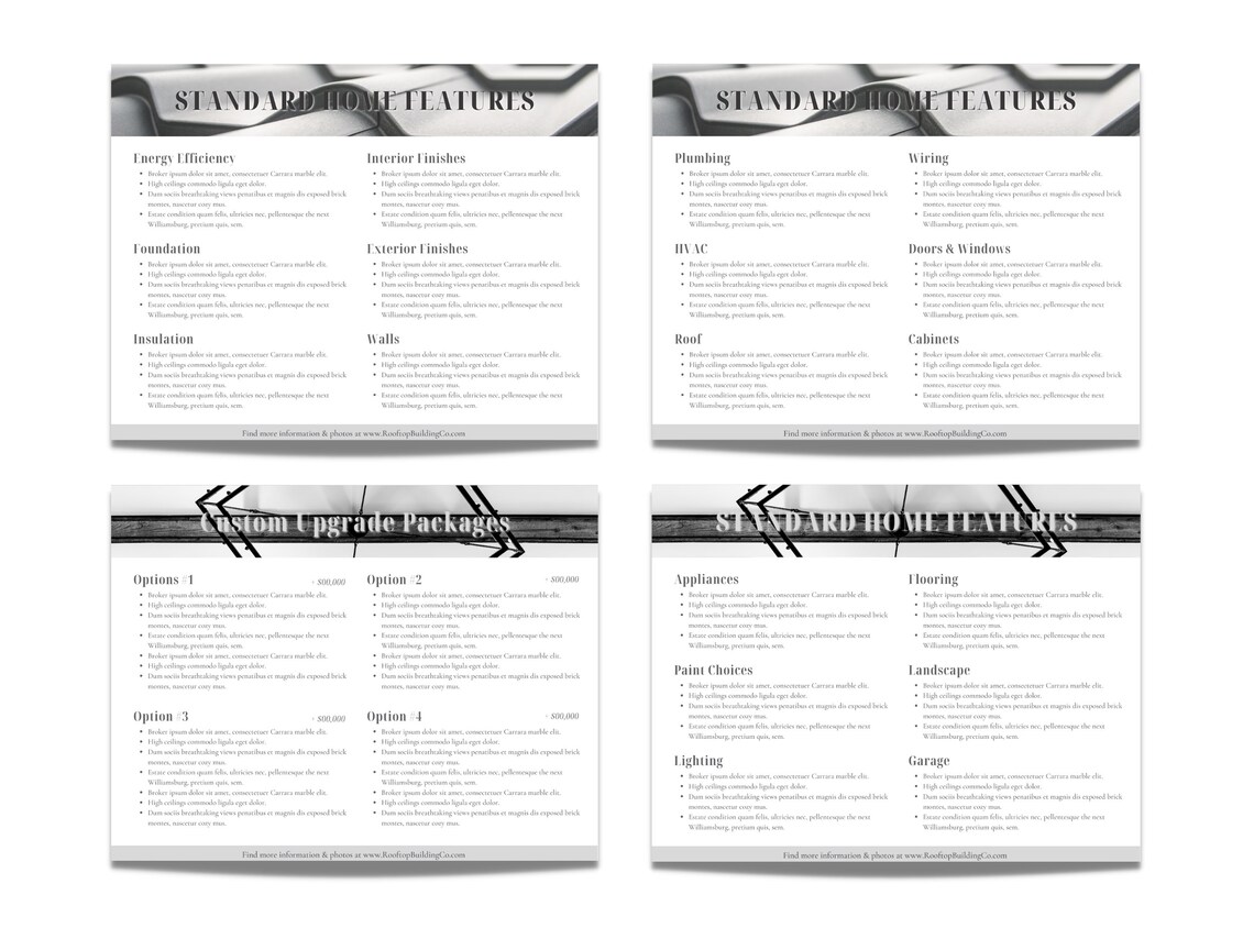 Home Builder Feature Sheet Template: Realtor Marketing (EDIT IN CANVA ...