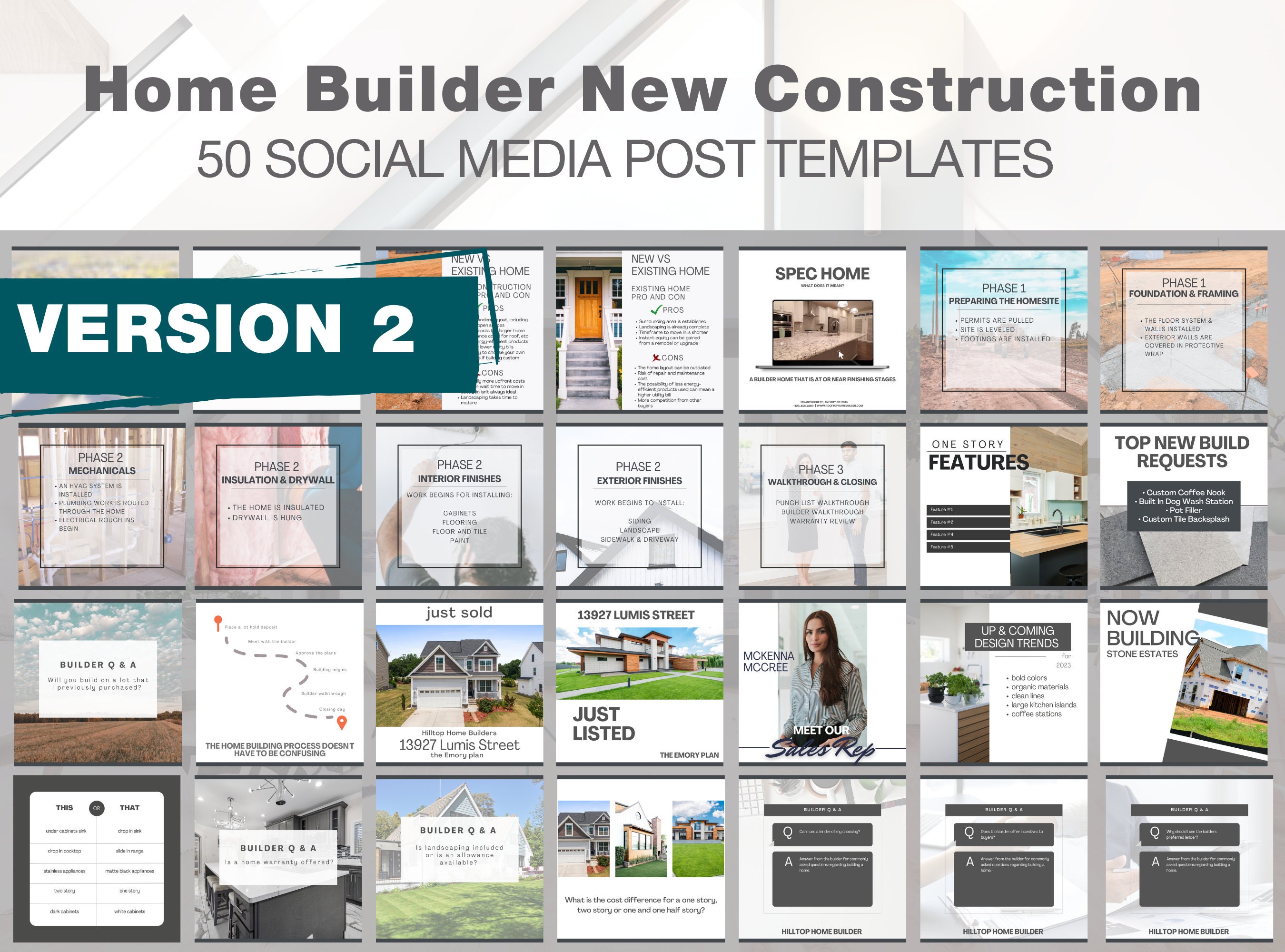 New Construction Social Post Templates V2, Home Builder Marketing ...