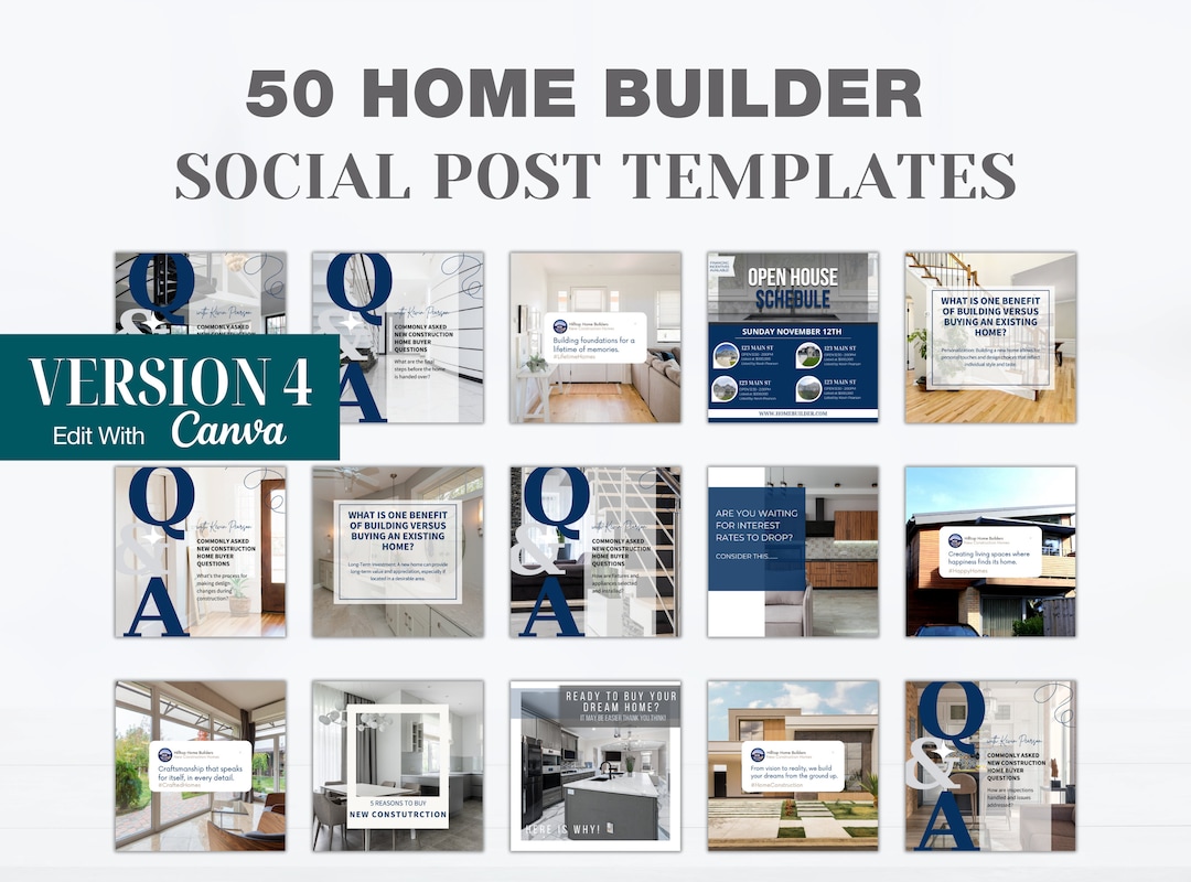 Home Builder Social Media Templates: New Construction Marketing (canva ...