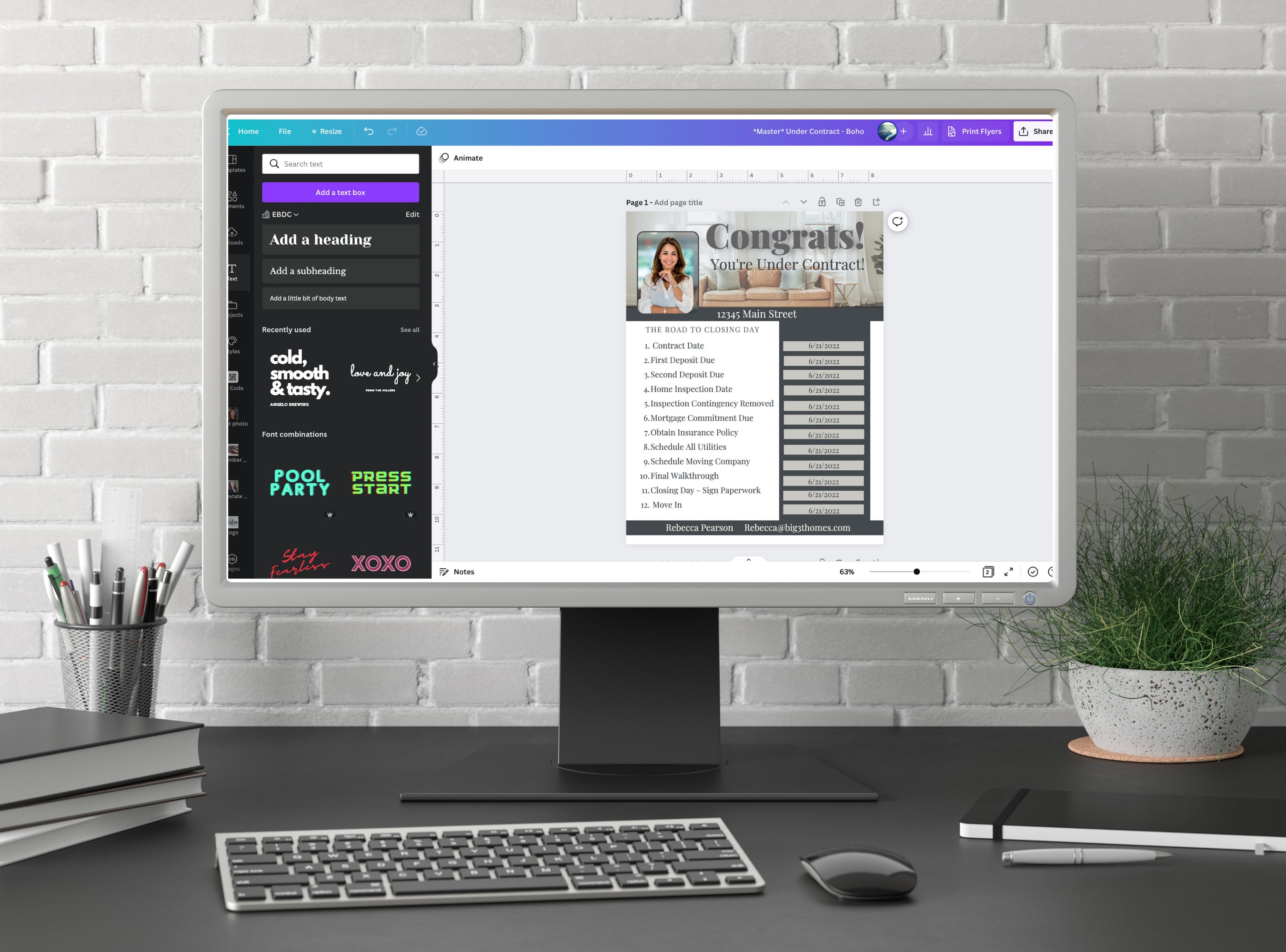 Real Estate Under Contract Timeline, Contacts Template, Realtor ...