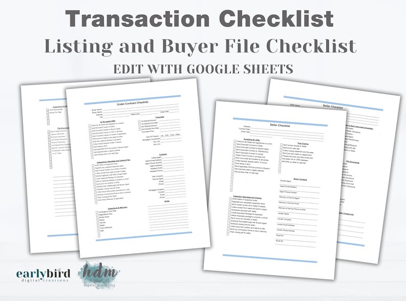 Real Estate Transaction Checklist: Listing & Buyer File (google Sheets ...