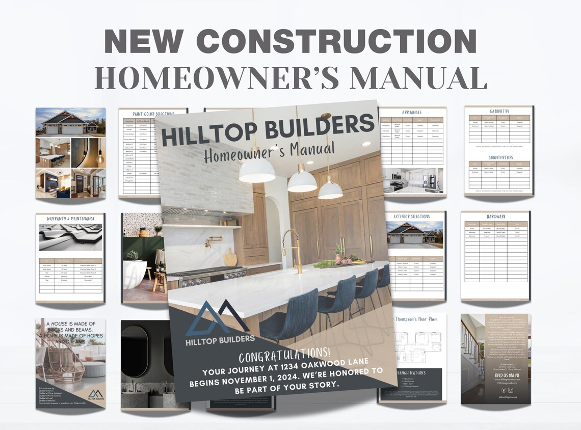 New Construction Homeowner Manual Template | Fully Customizable PDF for ...