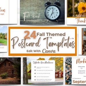 Fall Postcard Templates Halloween Postcard Thanksgiving - Etsy