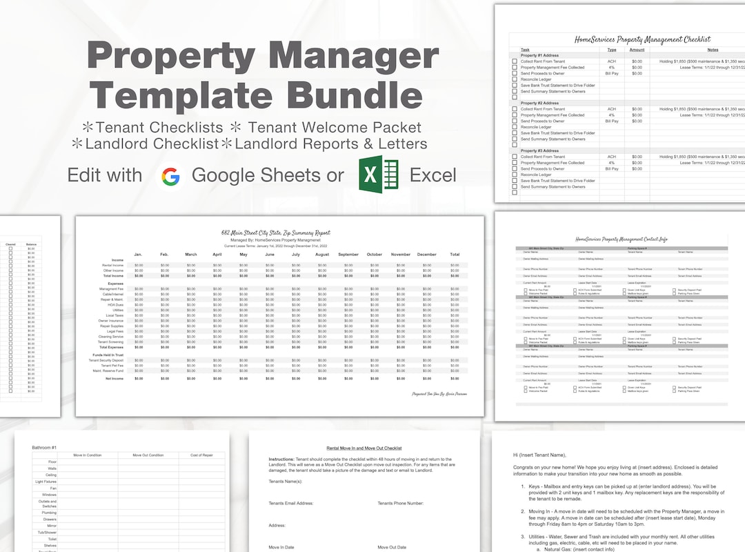 Property Management Template Bundle: Landlord & Tenant Checklists (edit ...