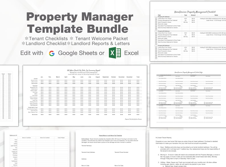 Property Management Template Bundle: Landlord & Tenant Checklists (edit ...