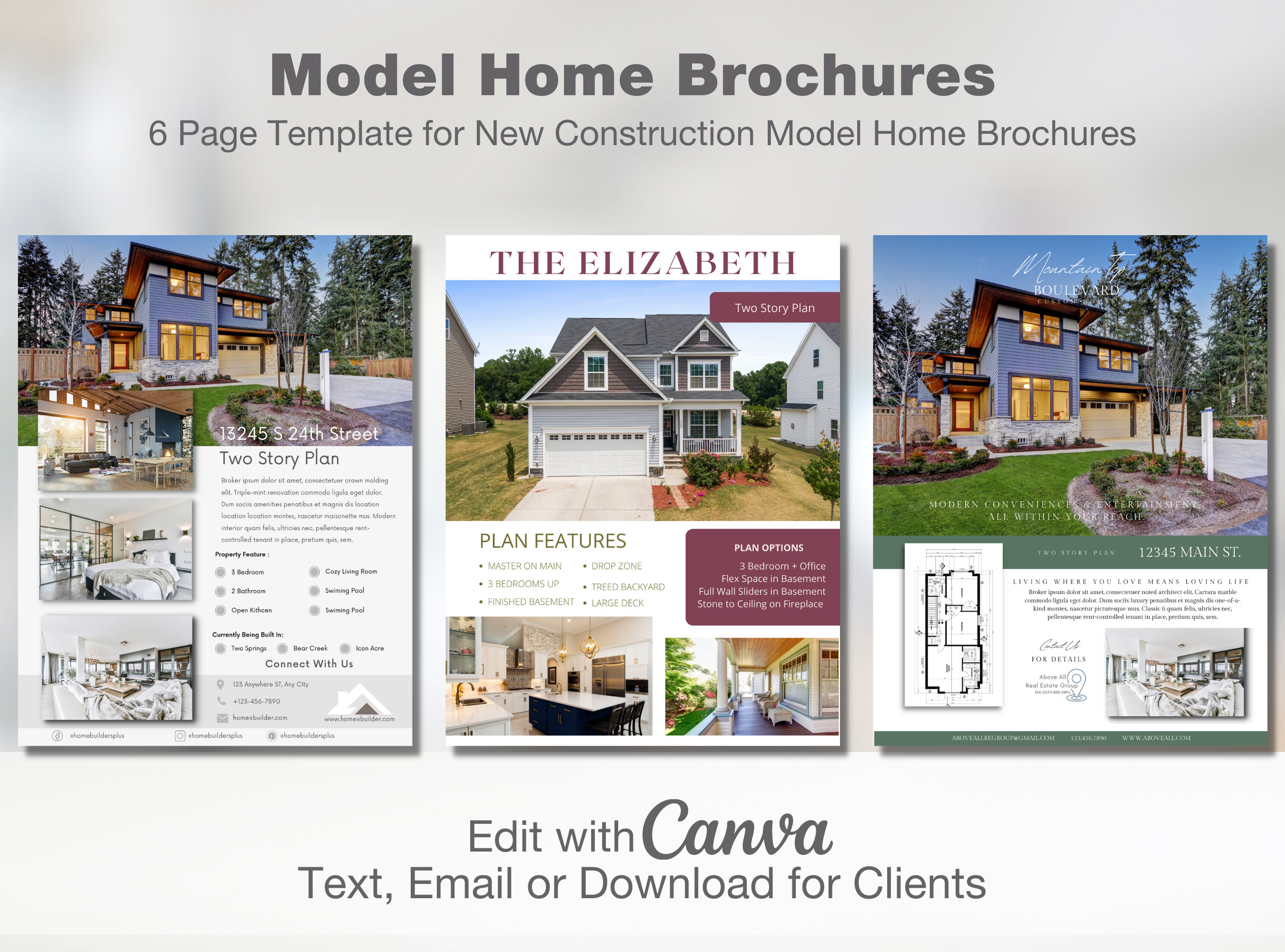Model Home Brochure Template: New Construction, Floor Plan (canva PDF ...